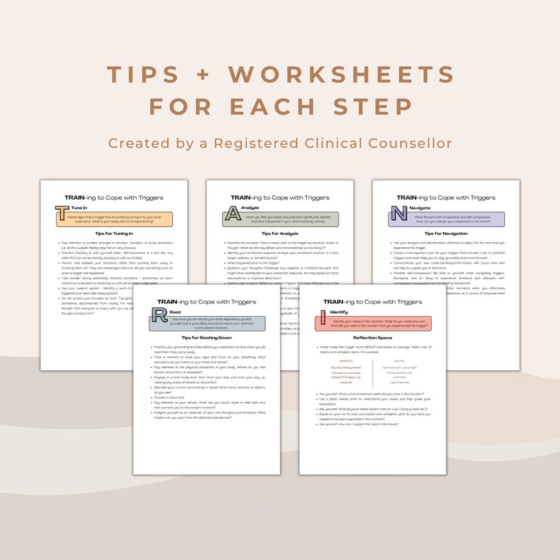 Trauma Trigger Coping: 5-step TRAIN Worksheet (PDF) - Etsy