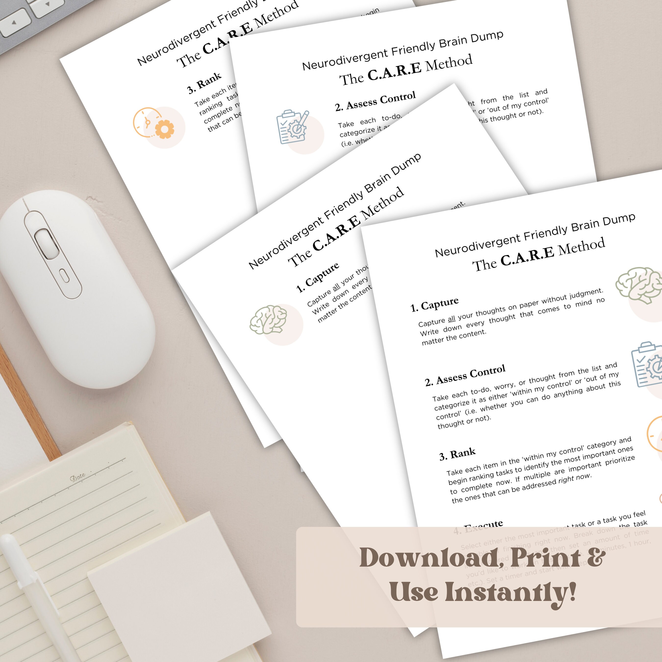 ADHD Overwhelm Worksheet: the Neurodivergent Brain Dump Tool the CARE ...