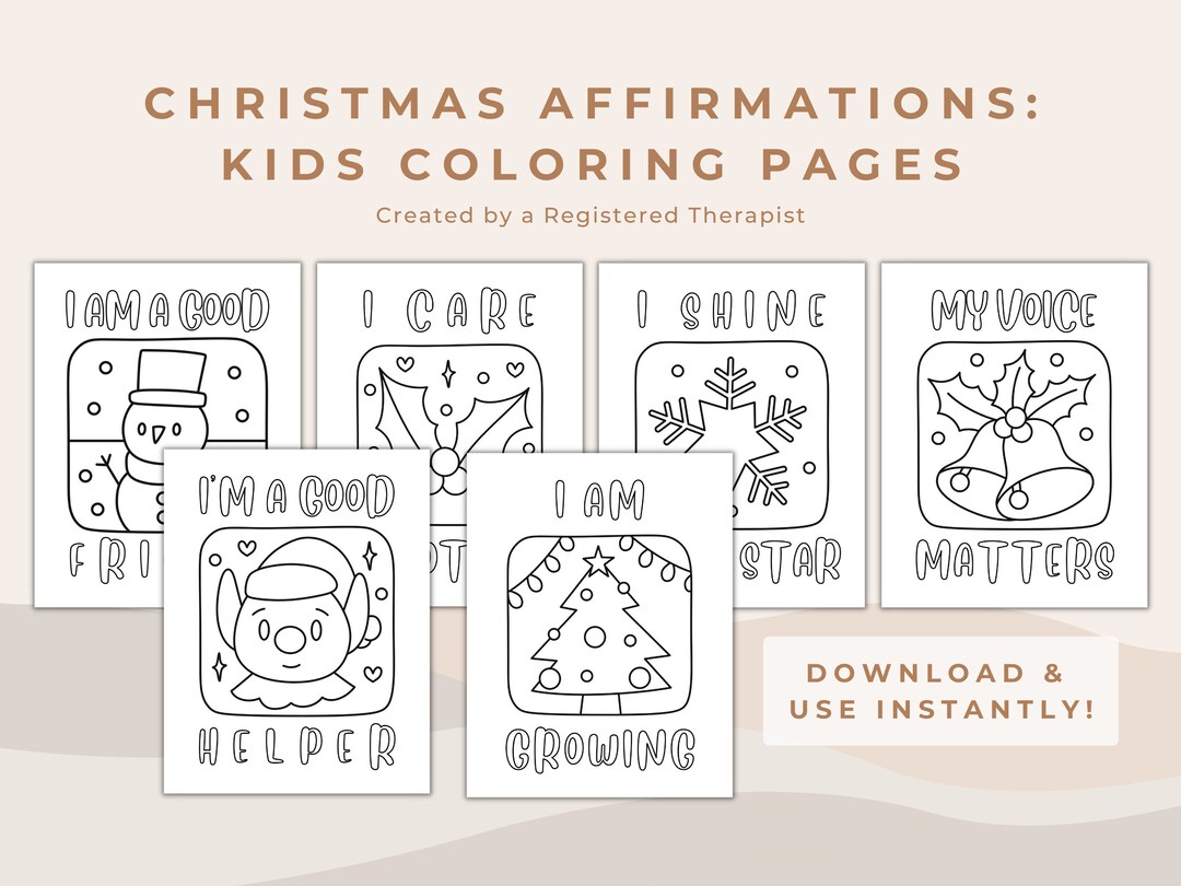 Christmas Affirmation Coloring Pages for Kids: Holiday Activity (PDF ...