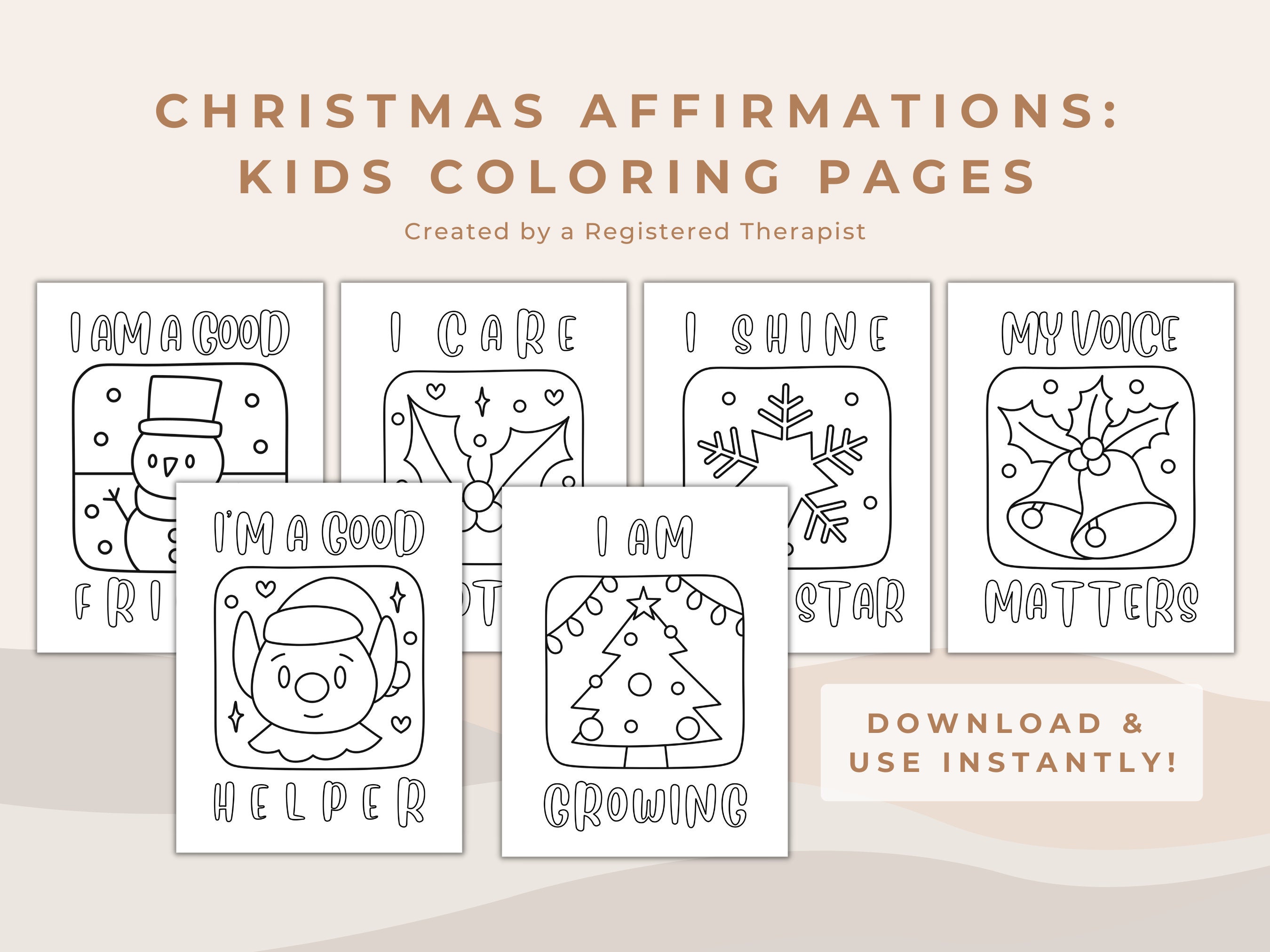 Christmas Affirmation Coloring Pages for Kids: Holiday Activity (PDF ...