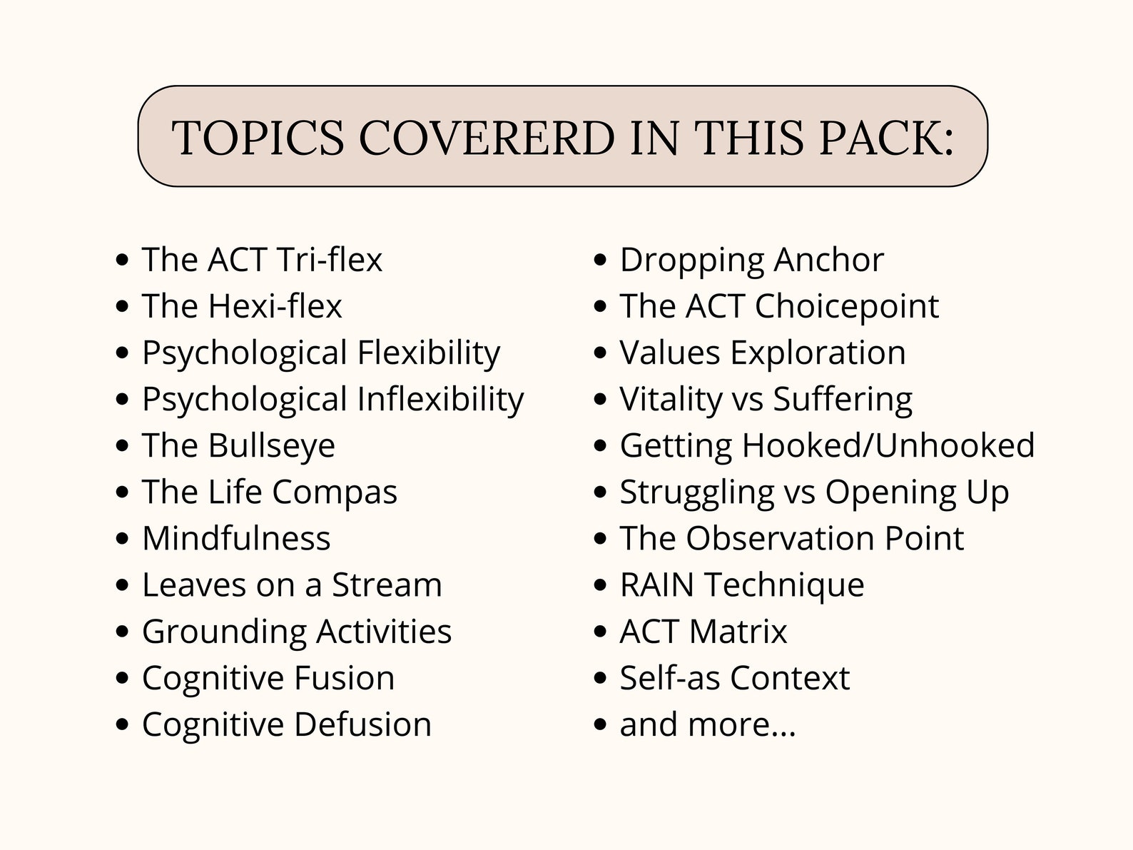 ACT Bundle Pack of Posters, Visual Aids, and Worksheets (acceptance and ...