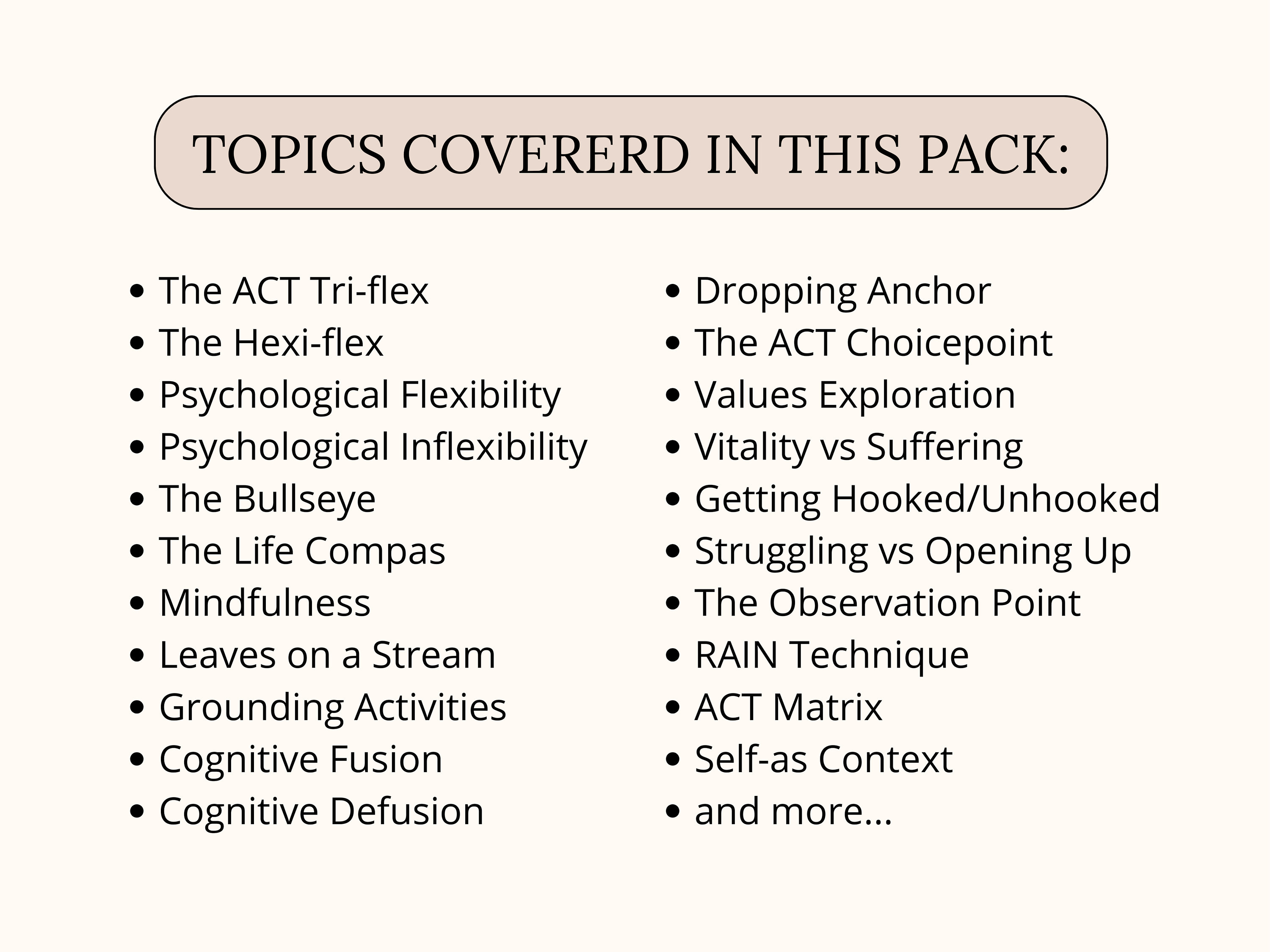 ACT Bundle Pack of Posters Visual Aids and Worksheets - Etsy Canada