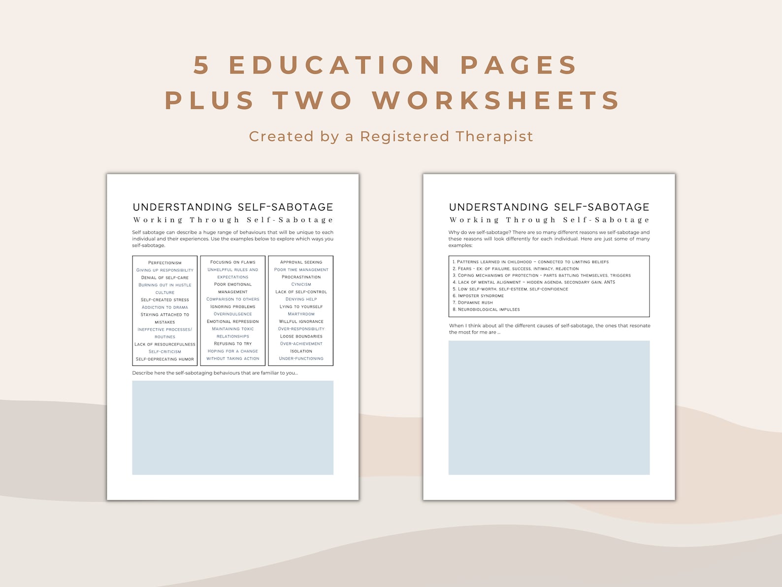 Self Sabotage Workbook: Psychoeducation Tools & Worksheets (digital ...