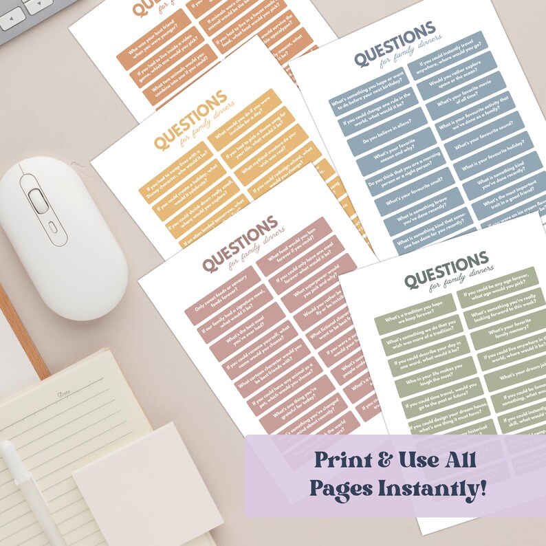 Questions for Family Dinners: Digital Download Resource for Connecting ...