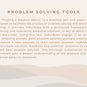 Problem Solving Matrix: Therapeutic Tool for Finding Solutions to Life ...