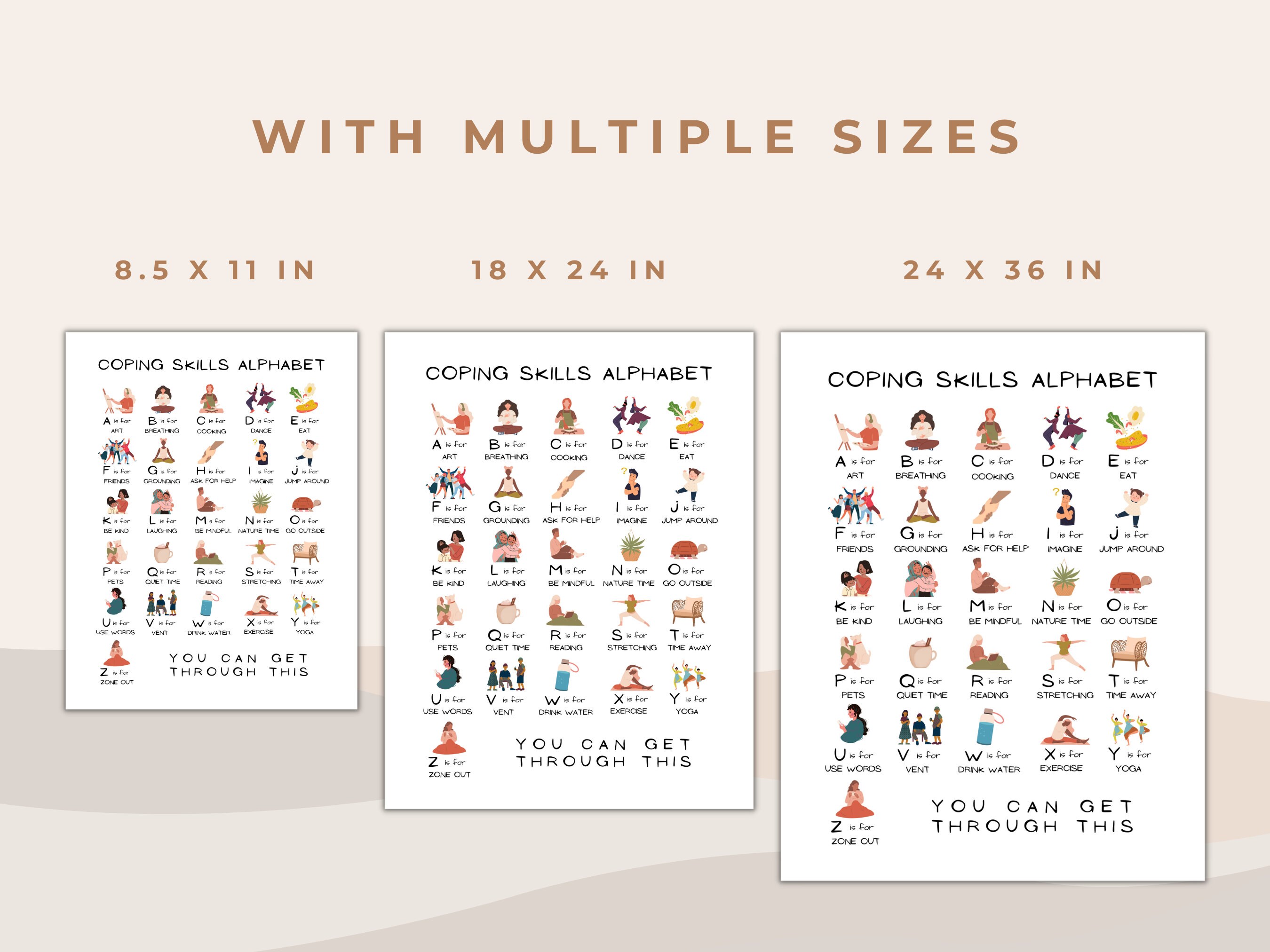 The Coping Skills Alphabet Poster Print for Kids Mental Health - Etsy ...