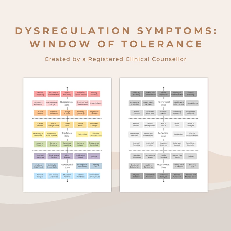 Window of Tolerance Symptoms Chart: Mental Health Reference (PDF) - Etsy