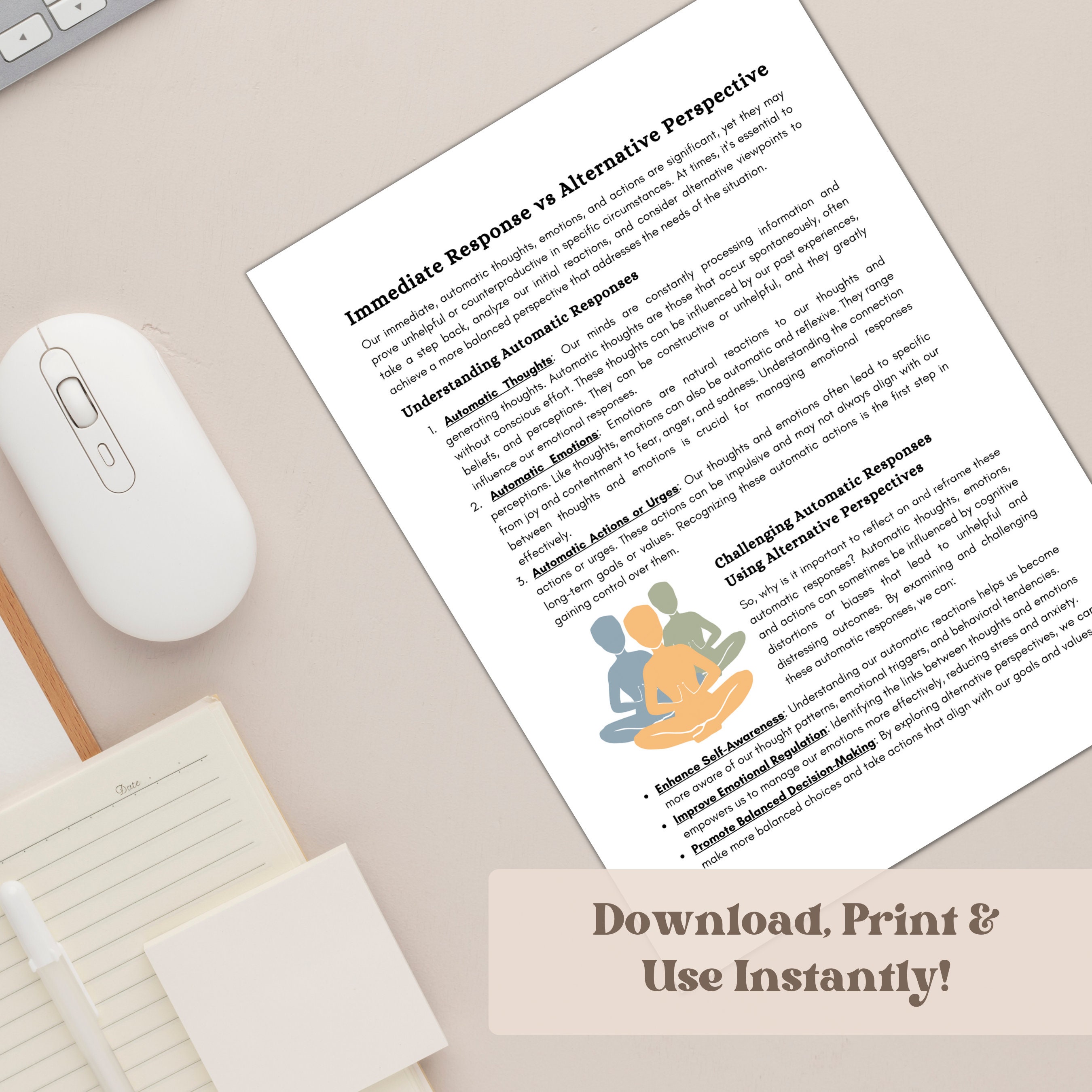 Alternative Thoughts CBT Worksheet for Mental Health and Wellbeing ...