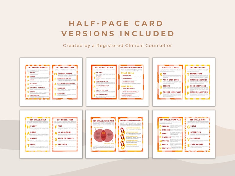 Dialectical Behavioural Therapy Skills Cheat Sheet and Therapy Cards ...
