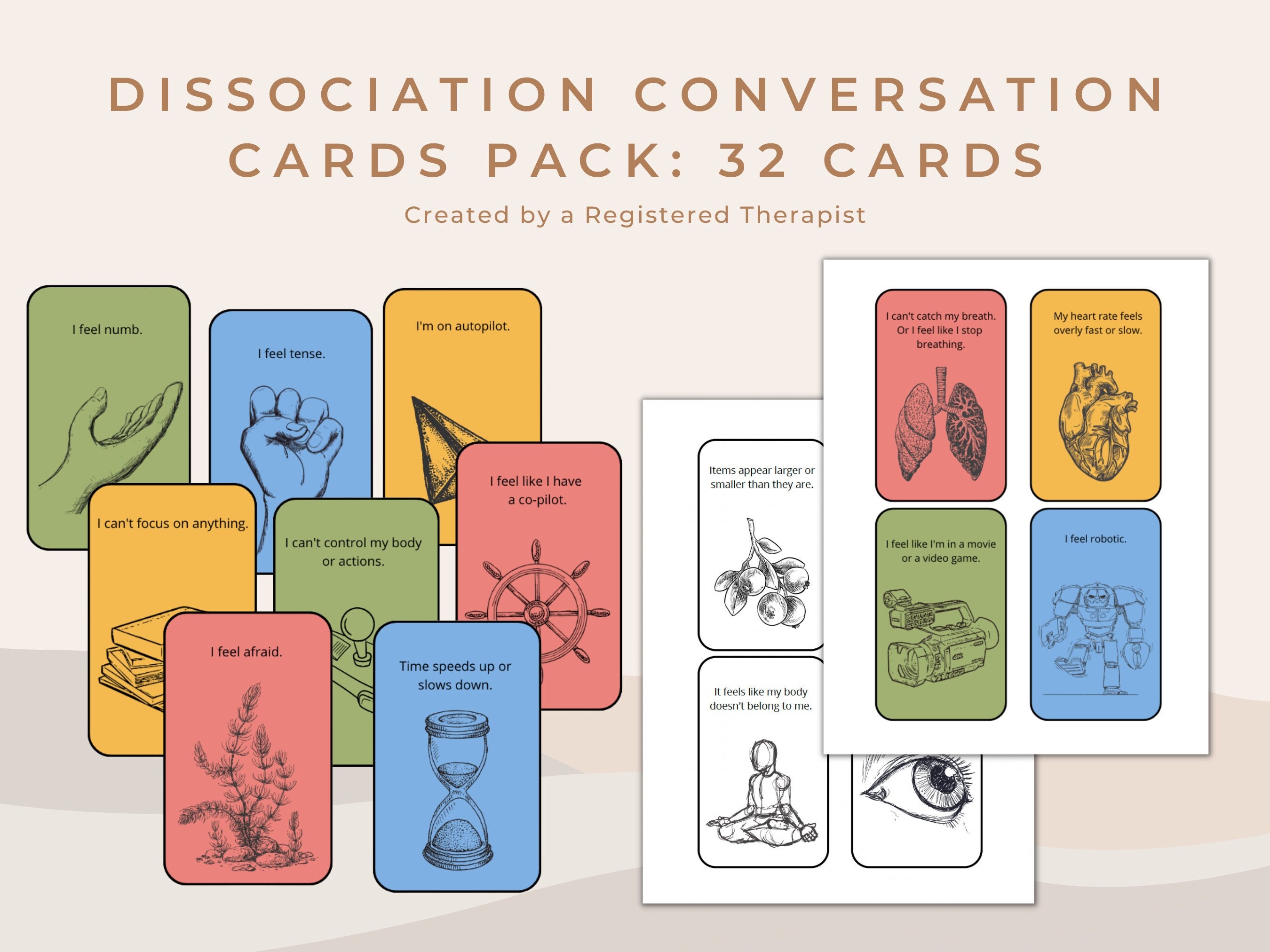 Therapeutic Dissociation Conversation Cards 32 Pack - Etsy