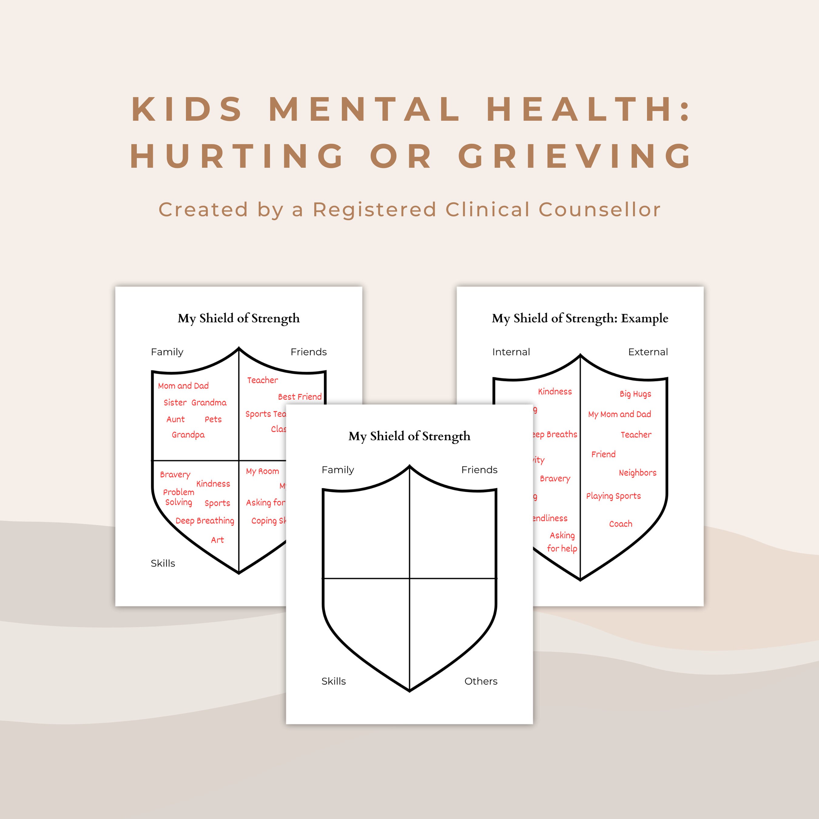 Shield of Strength Worksheet for Hurting or Grieving Children Childrens ...
