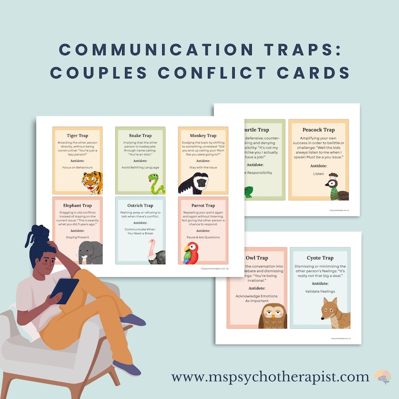 Communication Traps: Printable Cards for Couples Counseling and Mental ...