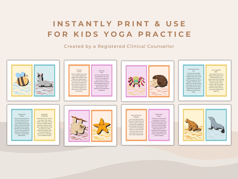 Animal Yoga Cards for Teaching Mindfulness Skills to Children - Etsy