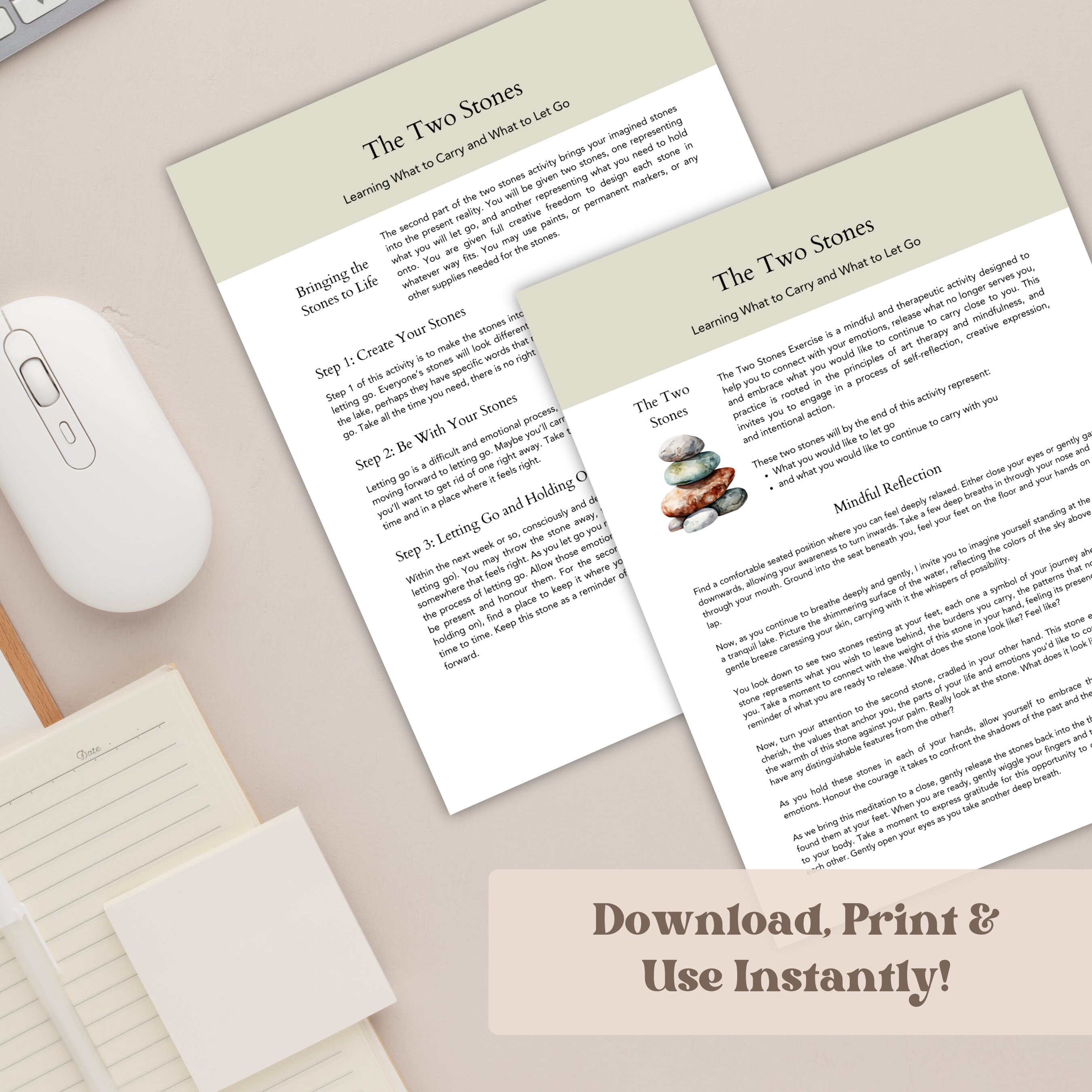 Two Stones Art Therapy Activity: Letting Go & Holding on (PDF) - Etsy