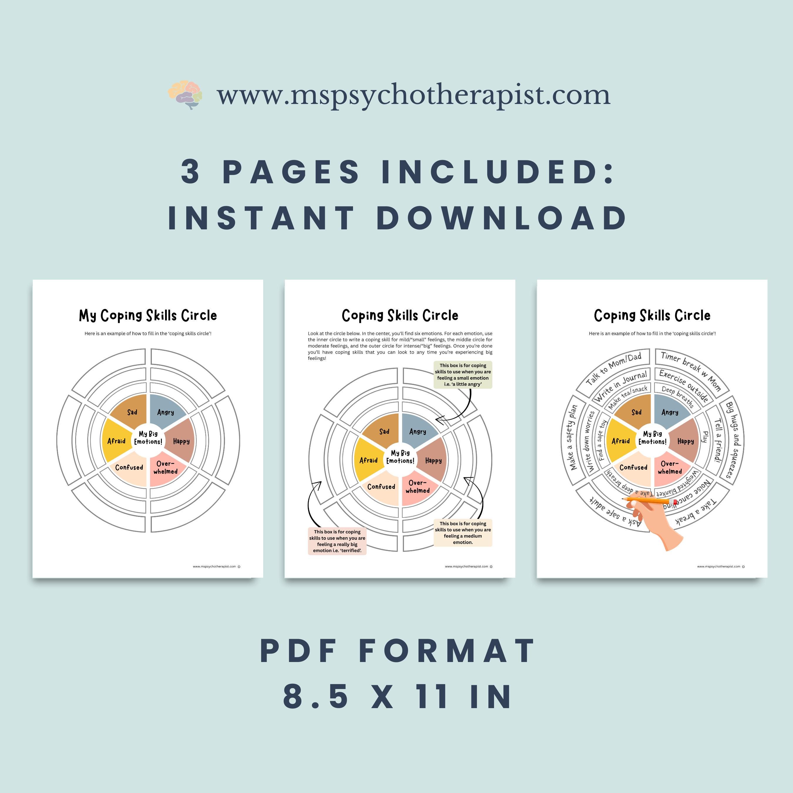 Coping Skills Circle: Emotional Intensity Worksheet (PDF) - Etsy