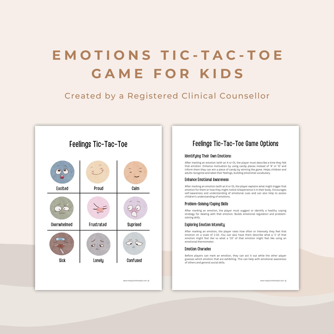 Emotions Tic-tac-toe Feelings Awareness Games for Children, Parents ...