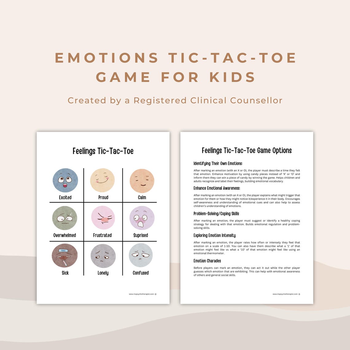 Emotions Tic-tac-toe Game for Kids: Feelings Awareness (PDF) - Etsy