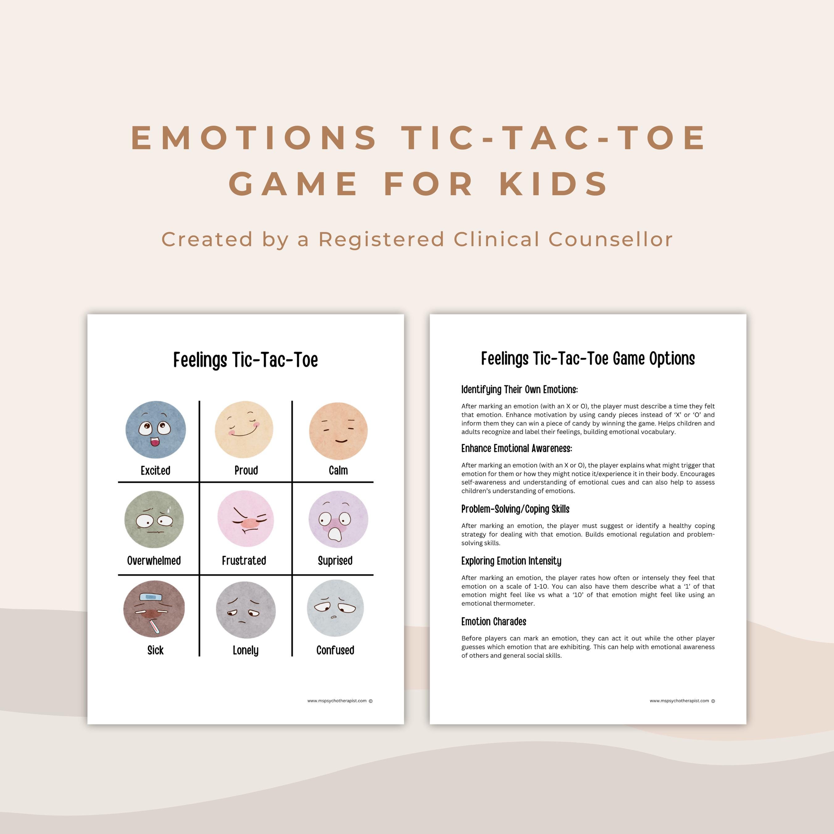 Emotions Tic-tac-toe Game for Kids: Feelings Awareness (PDF) - Etsy