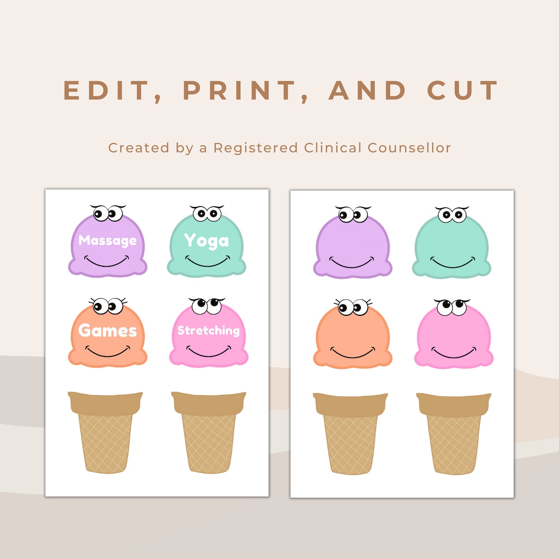Coping Ice Cream Cones for Kids Emotional Regulation and Calm Corner ...