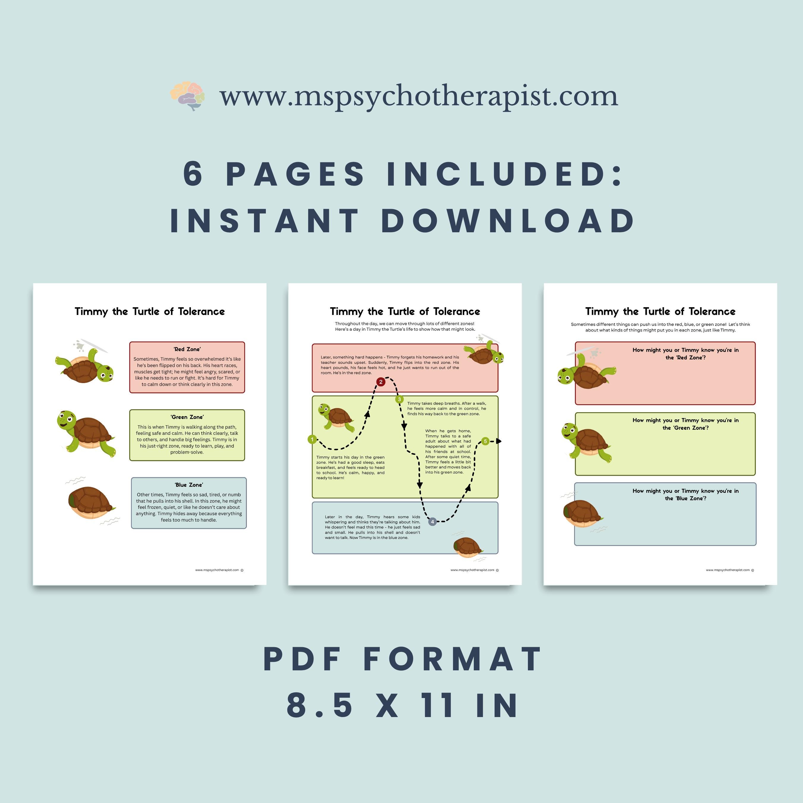 Timmy the Turtle Window of Tolerance Story: Emotional Regulation ...