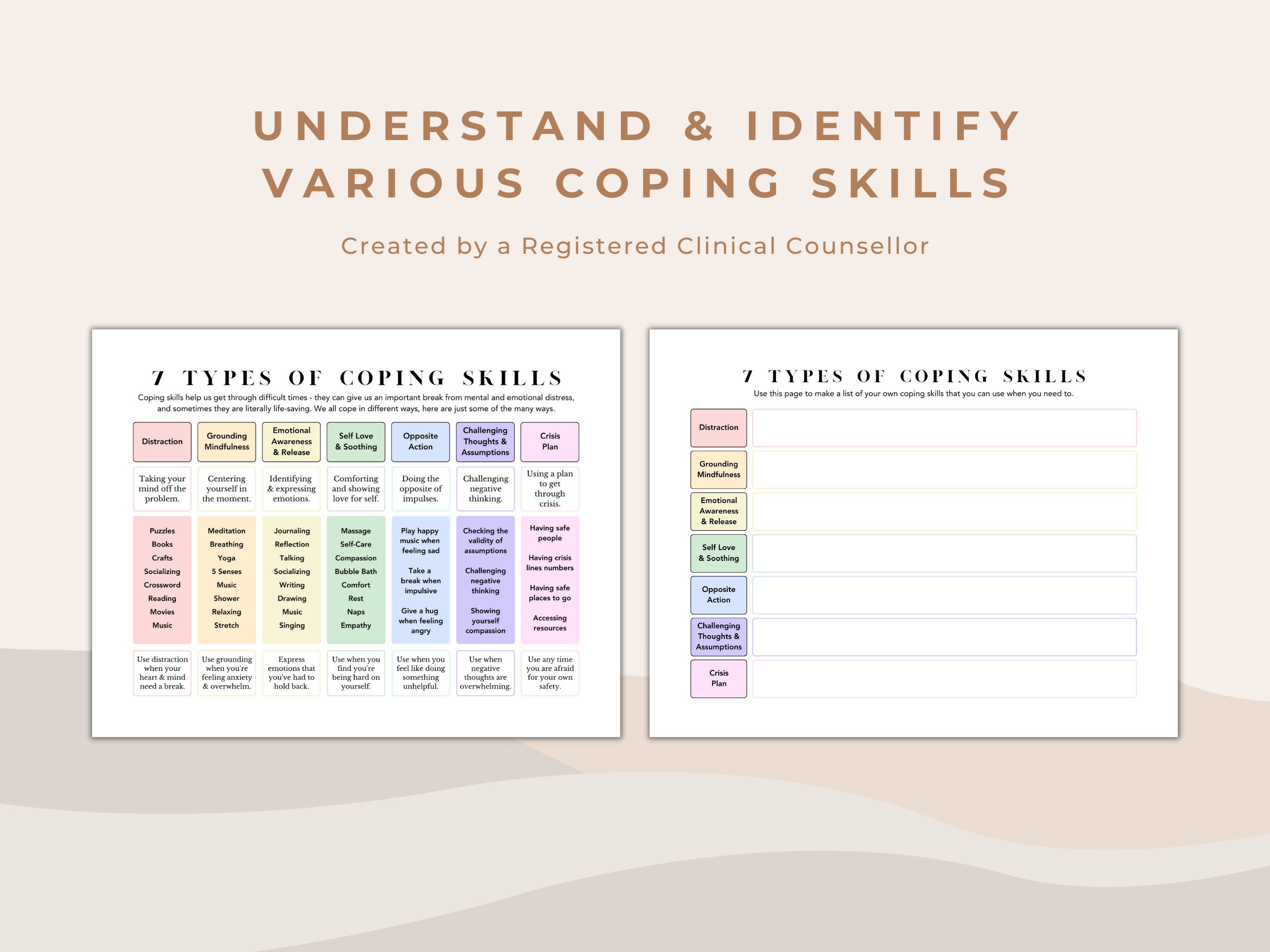 7 Types of Coping Skills Education Handout and Worksheet for - Etsy ...