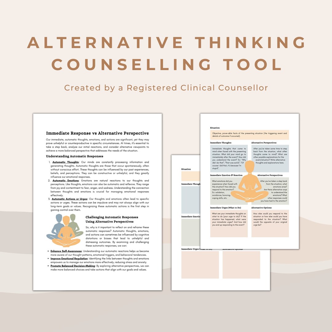 Alternative Thoughts CBT Worksheet for Mental Health and Wellbeing ...