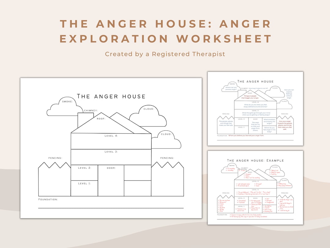 Anger House Worksheet: Teen Therapy, Couples Counseling (PDF) - Etsy