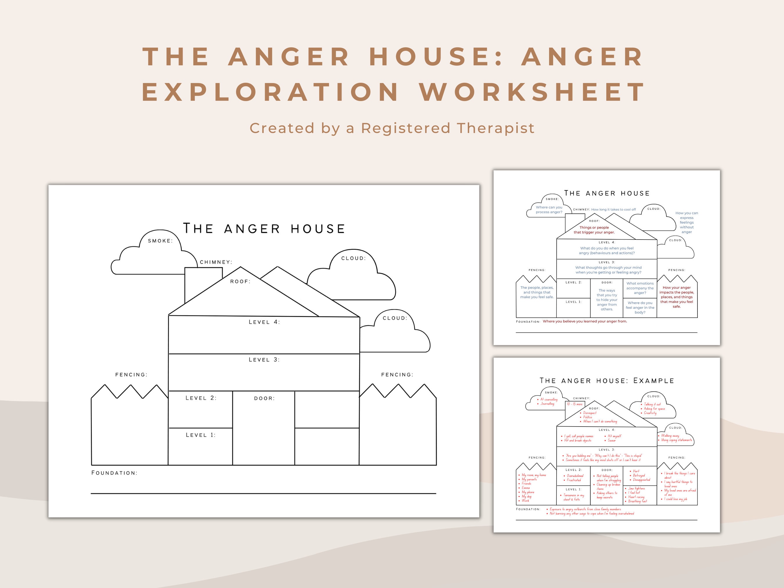 Anger House Worksheet: Teen Therapy, Couples Counseling (PDF) - Etsy ...