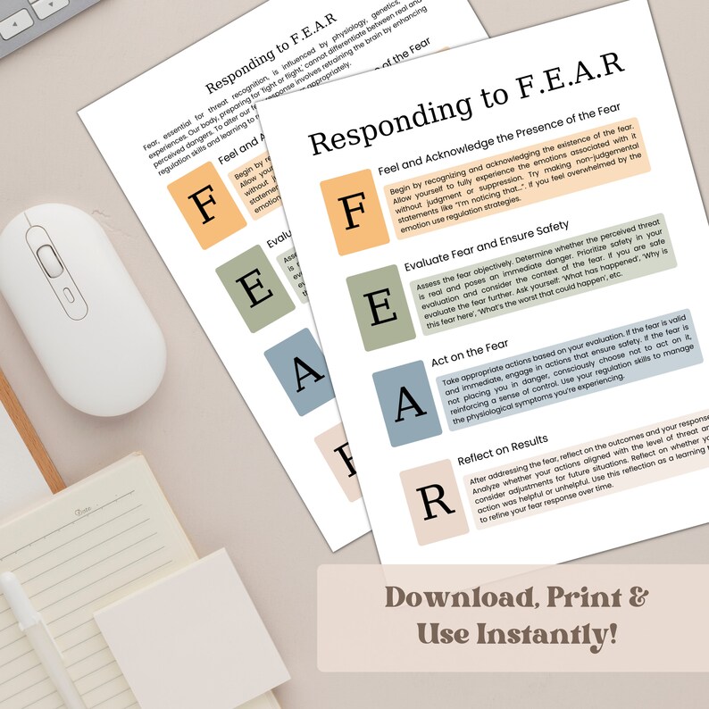 Responding to Fear and Phobias Worksheet: Healing the Stress Response ...