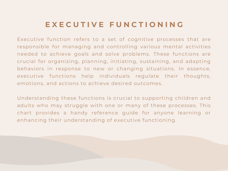 Executive Function Skills Reference Chart for Educators (PDF) - Etsy