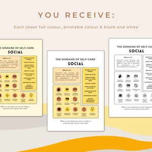 Domains of Self-care Education Pack and Self-care Workbook Bundle ...