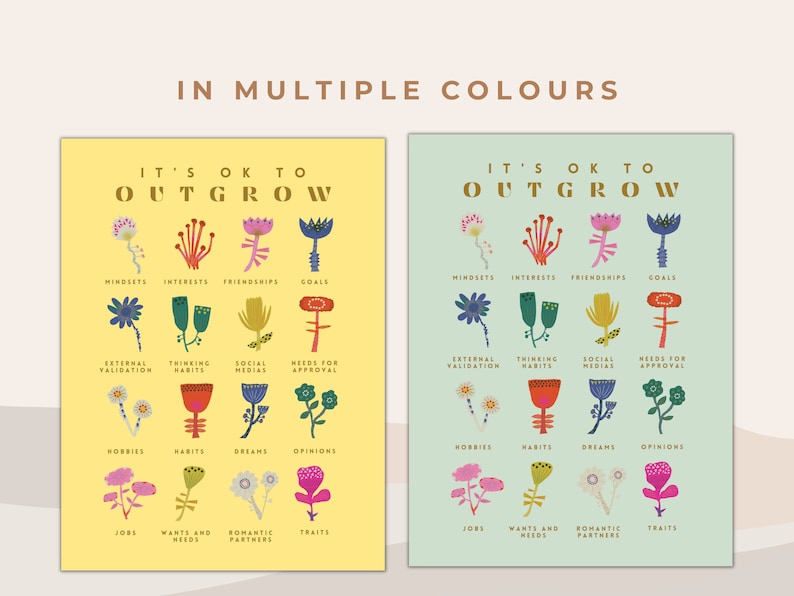 It is Ok to Outgrow Quote Poster Print Floral Botanical - Etsy