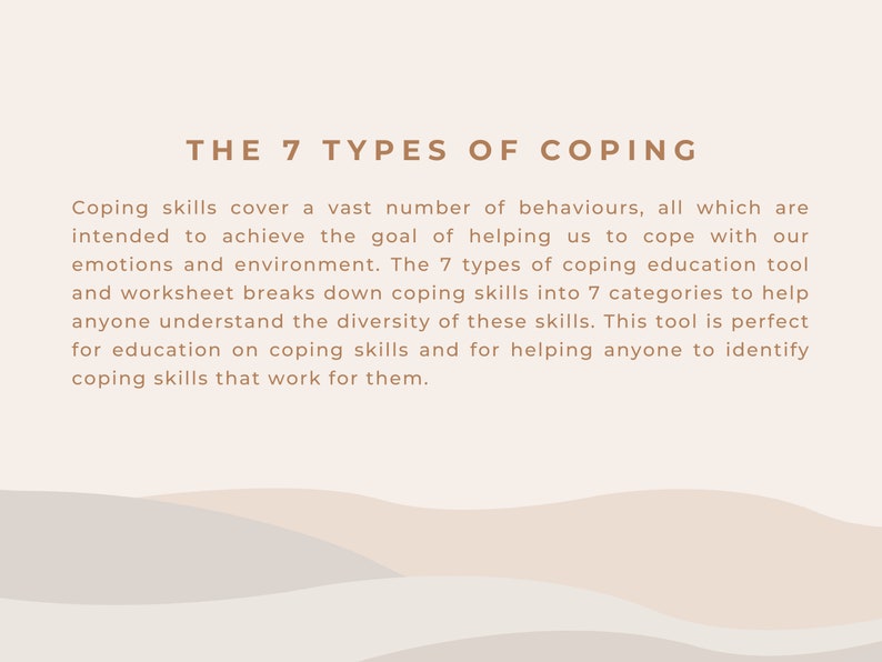 Coping Skills Handout: 7 Types Education & Worksheet (PDF) - Etsy