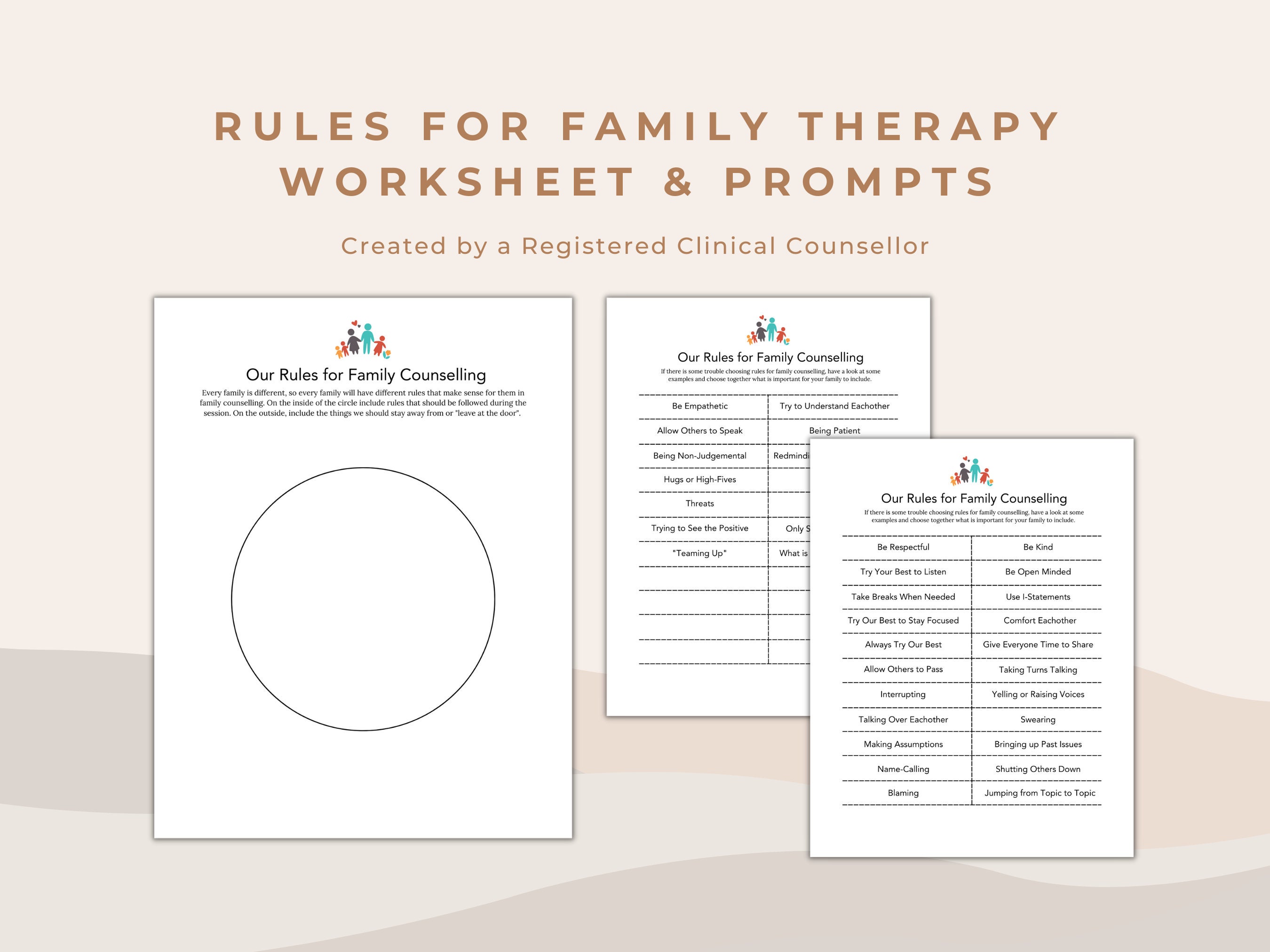 Family Therapy Rules Worksheet: Counselling Prompts (PDF) - Etsy