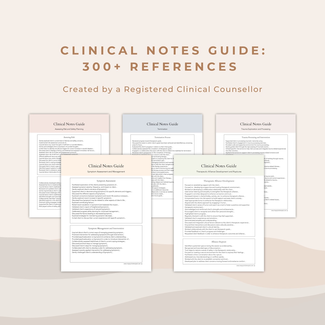 Clinical Notes Reference Guide for Therapists (PDF) - Etsy