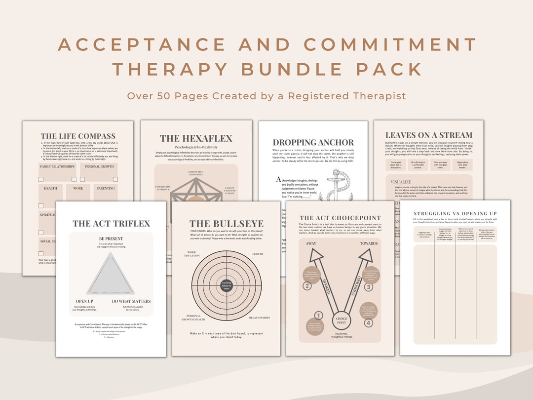 ACT Bundle Pack of Posters, Visual Aids, and Worksheets (acceptance and ...