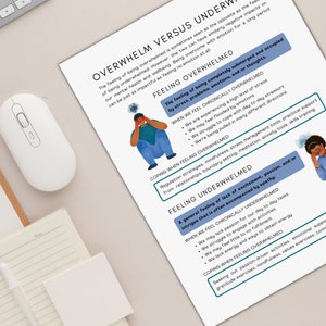 Overwhelm Vs Underwhelm Worksheets and Psychoeducation Tool for ...