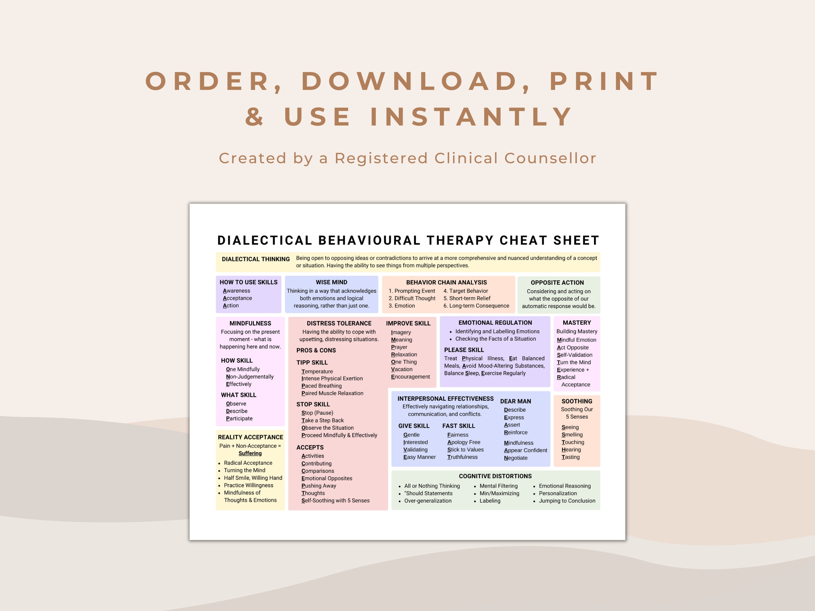 DBT Skills Reference Guide: Therapy Cheat Sheet (PDF) - Etsy