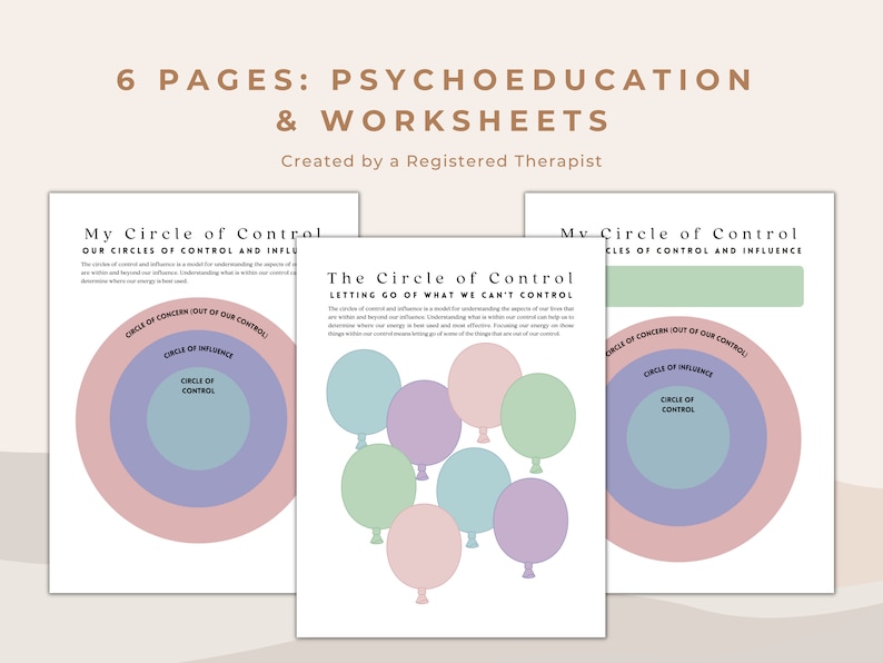 Circle of Control Worksheets: Anxiety & Mental Health Tool (PDF) - Etsy