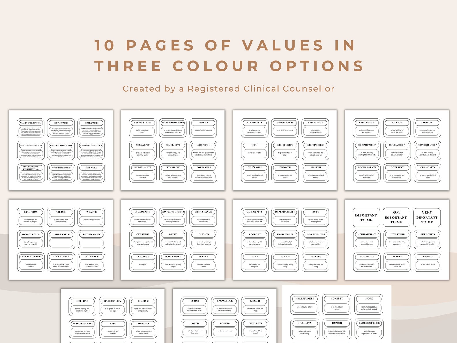 Values Identification and Exploration Cards for Therapeutic - Etsy