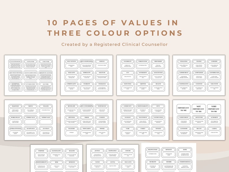 Values Identification and Exploration Cards for Therapeutic - Etsy