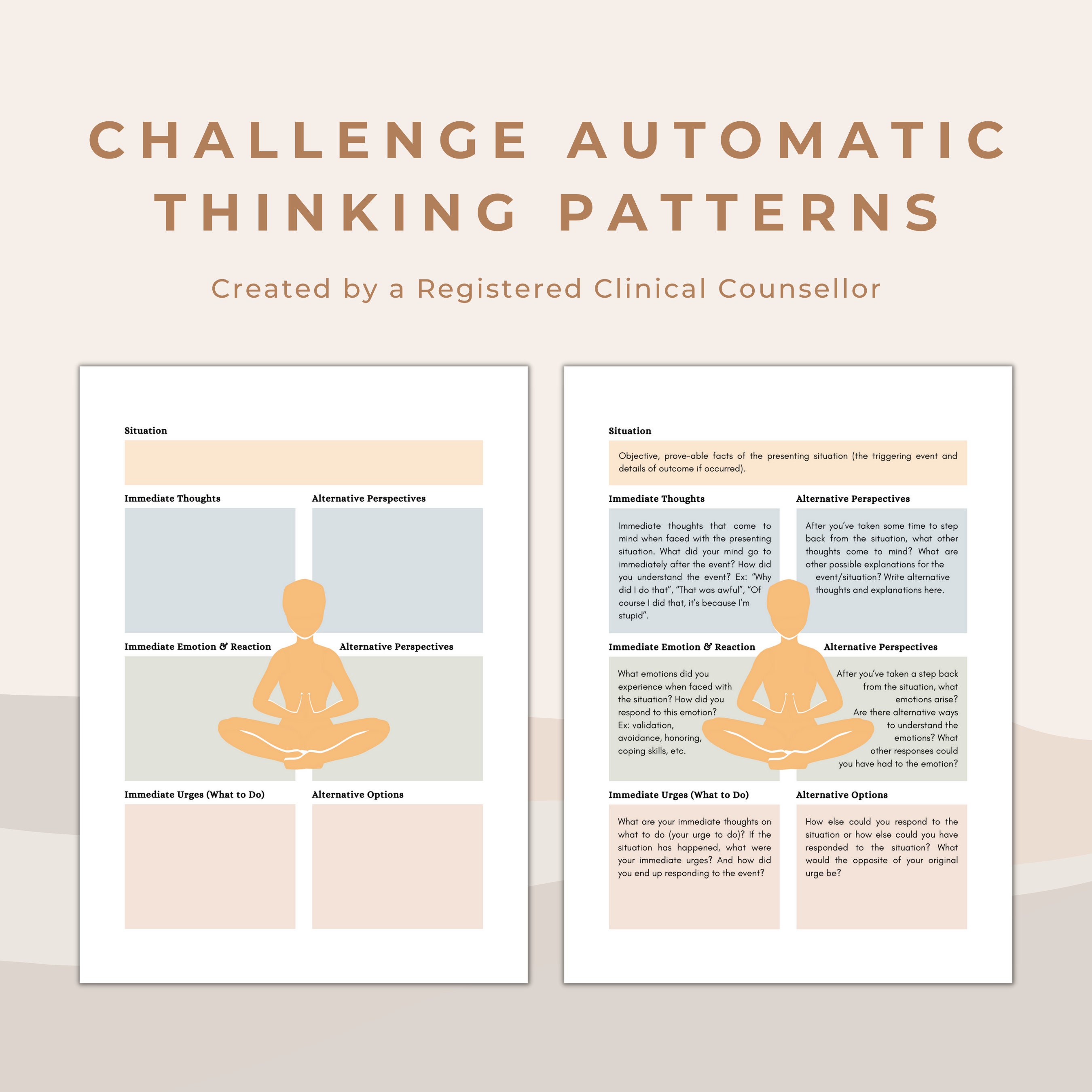 Alternative Thoughts CBT Worksheet for Mental Health and Wellbeing ...