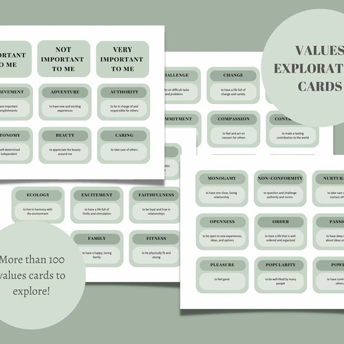 Values Identification and Exploration Cards for Therapeutic - Etsy