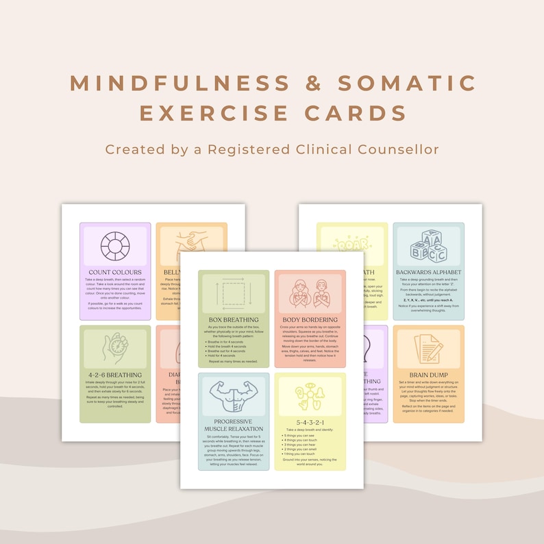 Mindfulness & Somatic Exercise Cards: Emotional Regulation (PDF) - Etsy