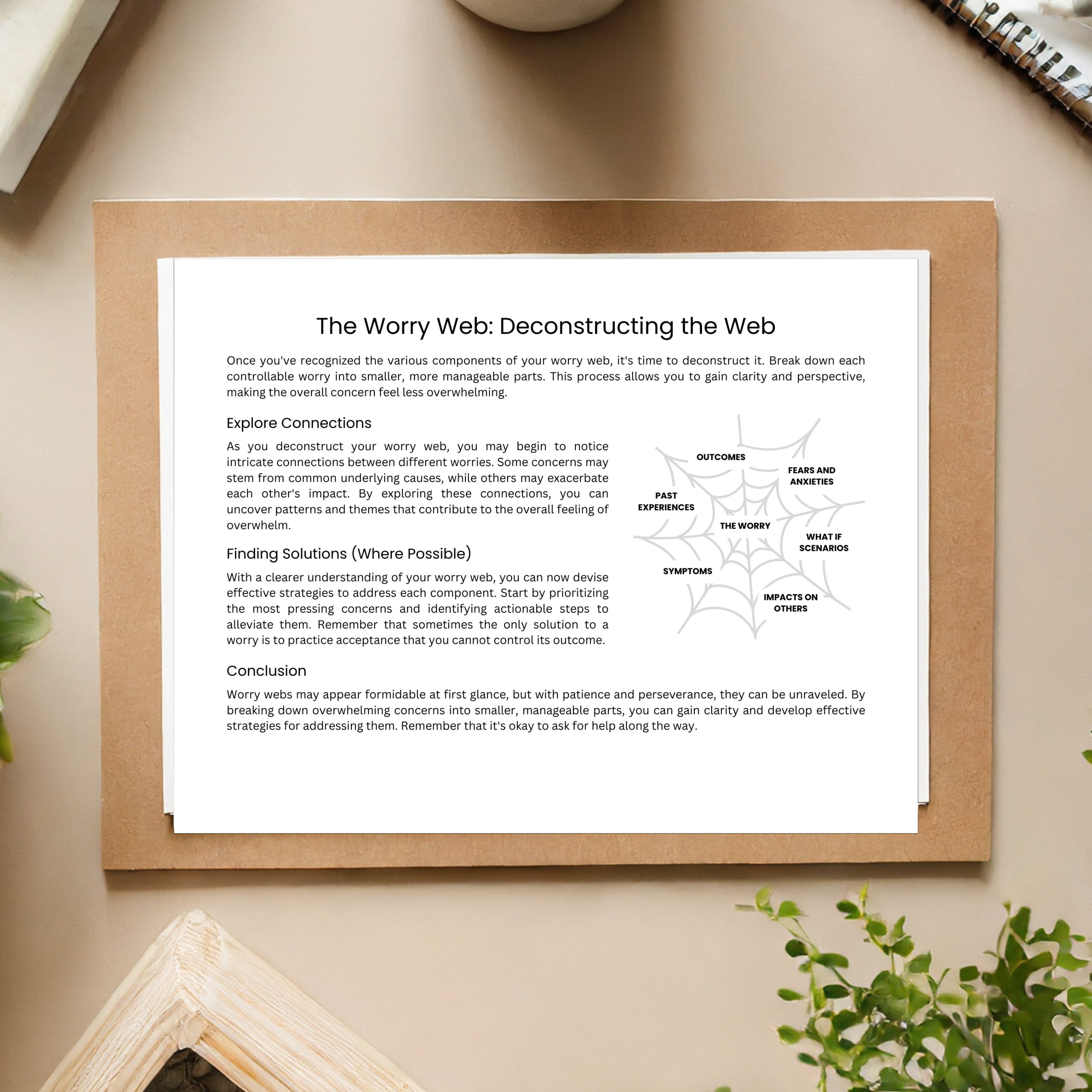 Worry Web Worksheet: Anxiety Management Tool (PDF) - Etsy