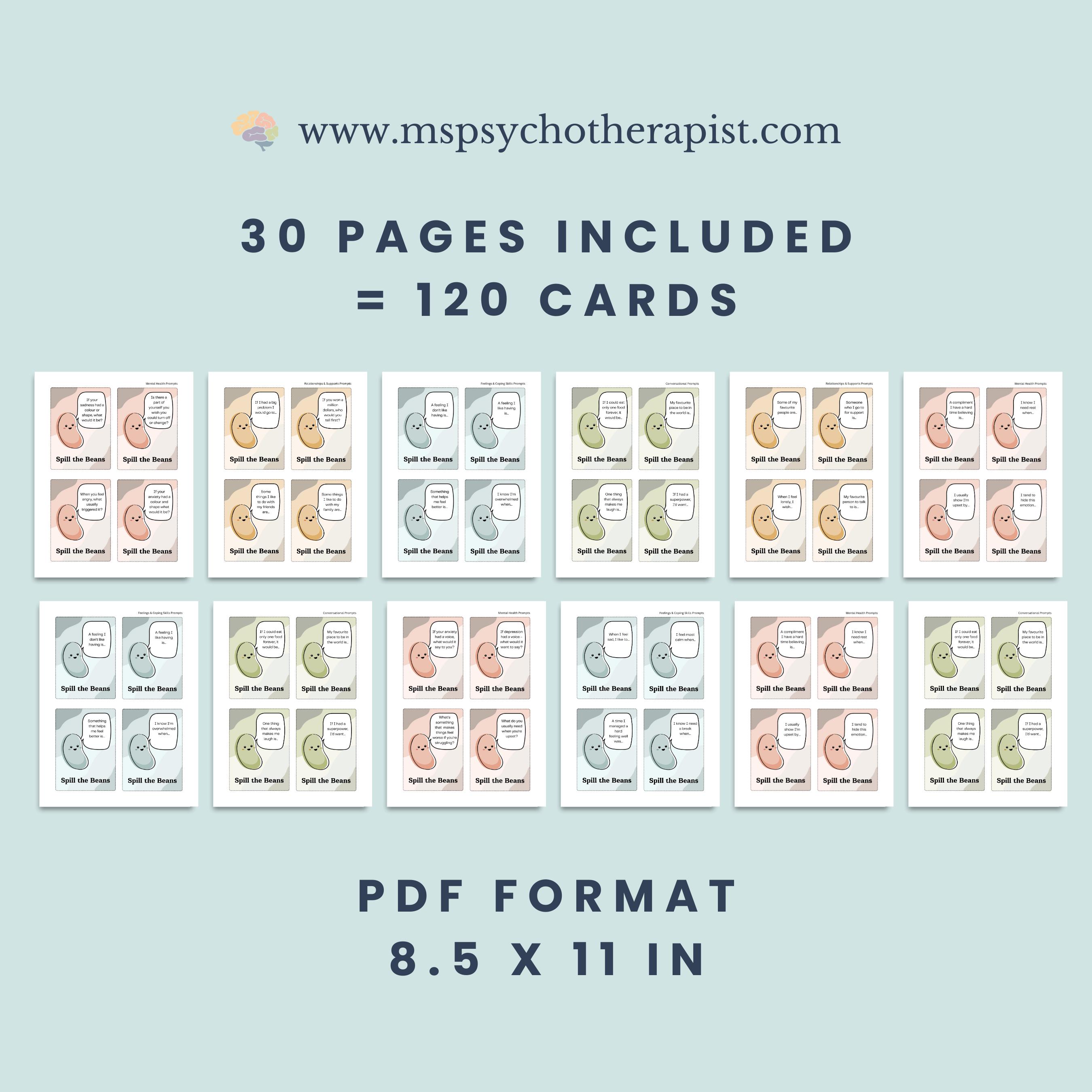 Spill the Beans Cards: Conversation Prompt Cards for Therapy With Teens ...