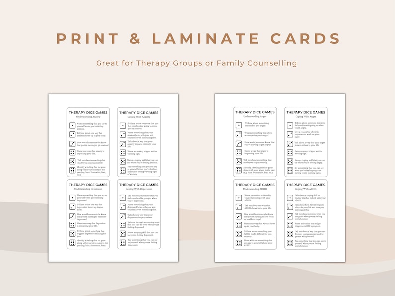 Therapy Dice Games: Mental Health, Emotions, and Coping Skills (PDF ...