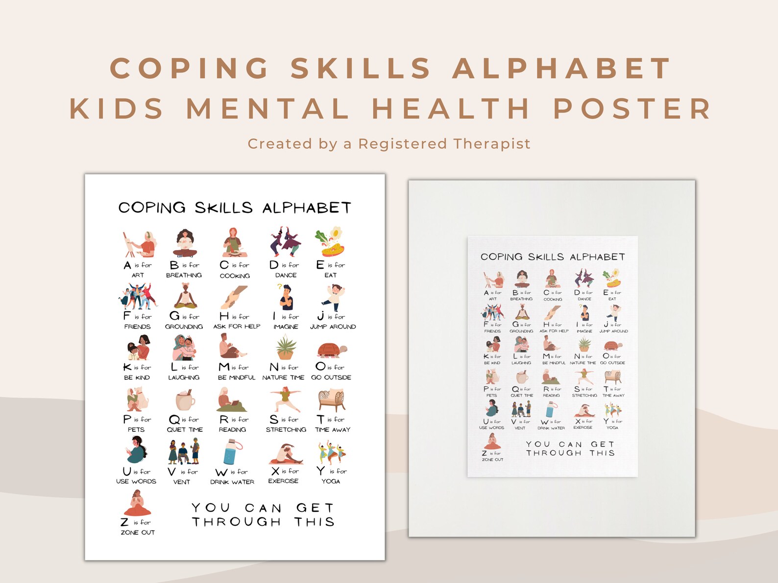 The Coping Skills Alphabet Poster Print for Kids Mental Health - Etsy ...