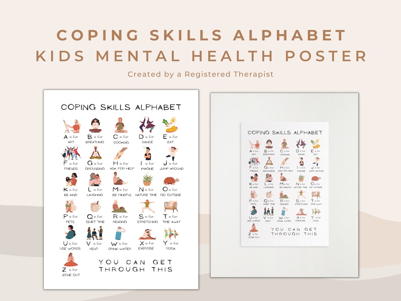 The Coping Skills Alphabet Poster Print for Kids Mental Health ...