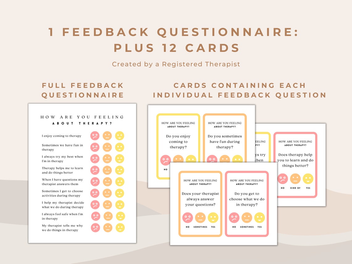 Therapy Feedback Questionnaire Cards for Kids and Children School ...